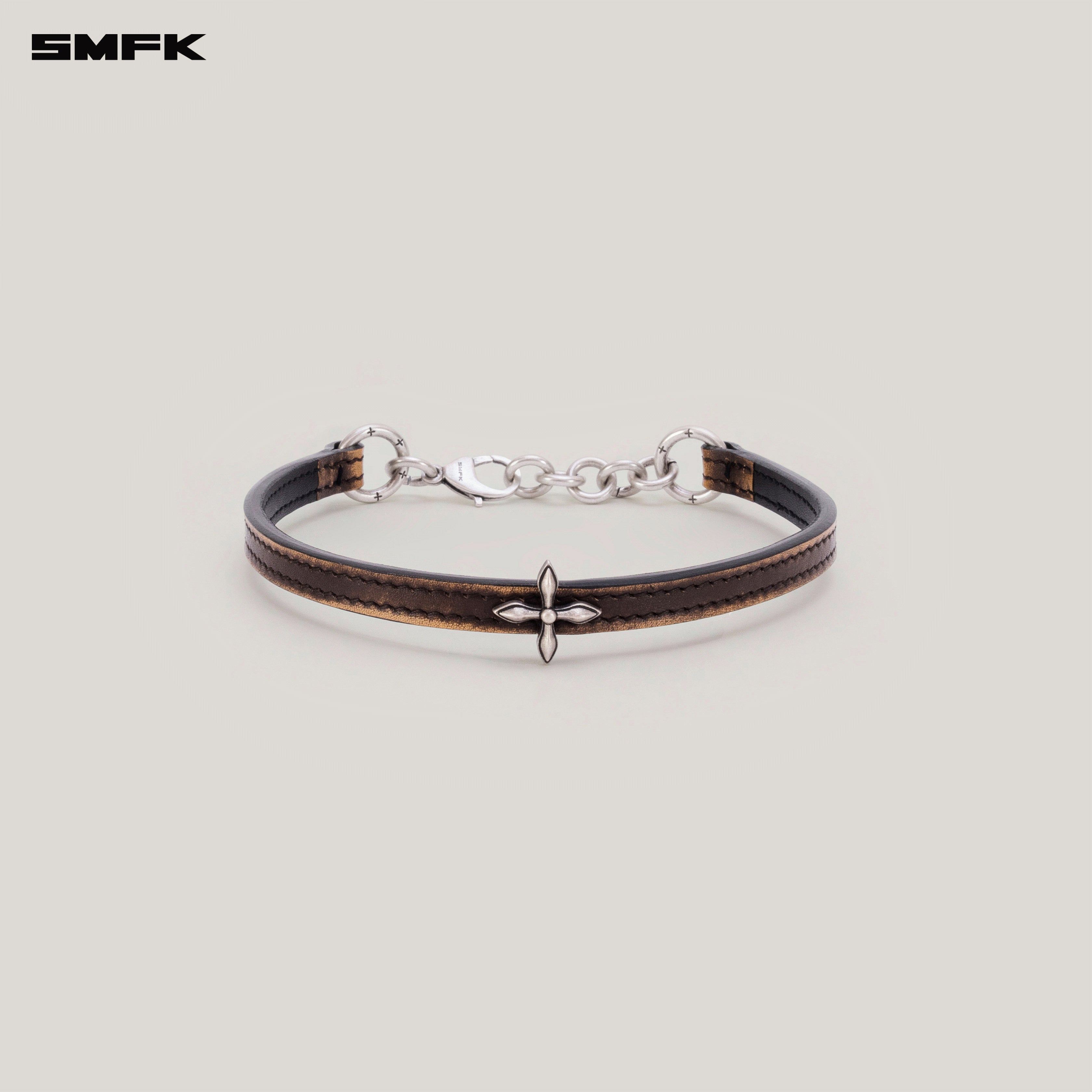 COMPASS RIVET PATINA LEATHER CHOCKER SMALL WILD HORSE BROWN PATINA ...