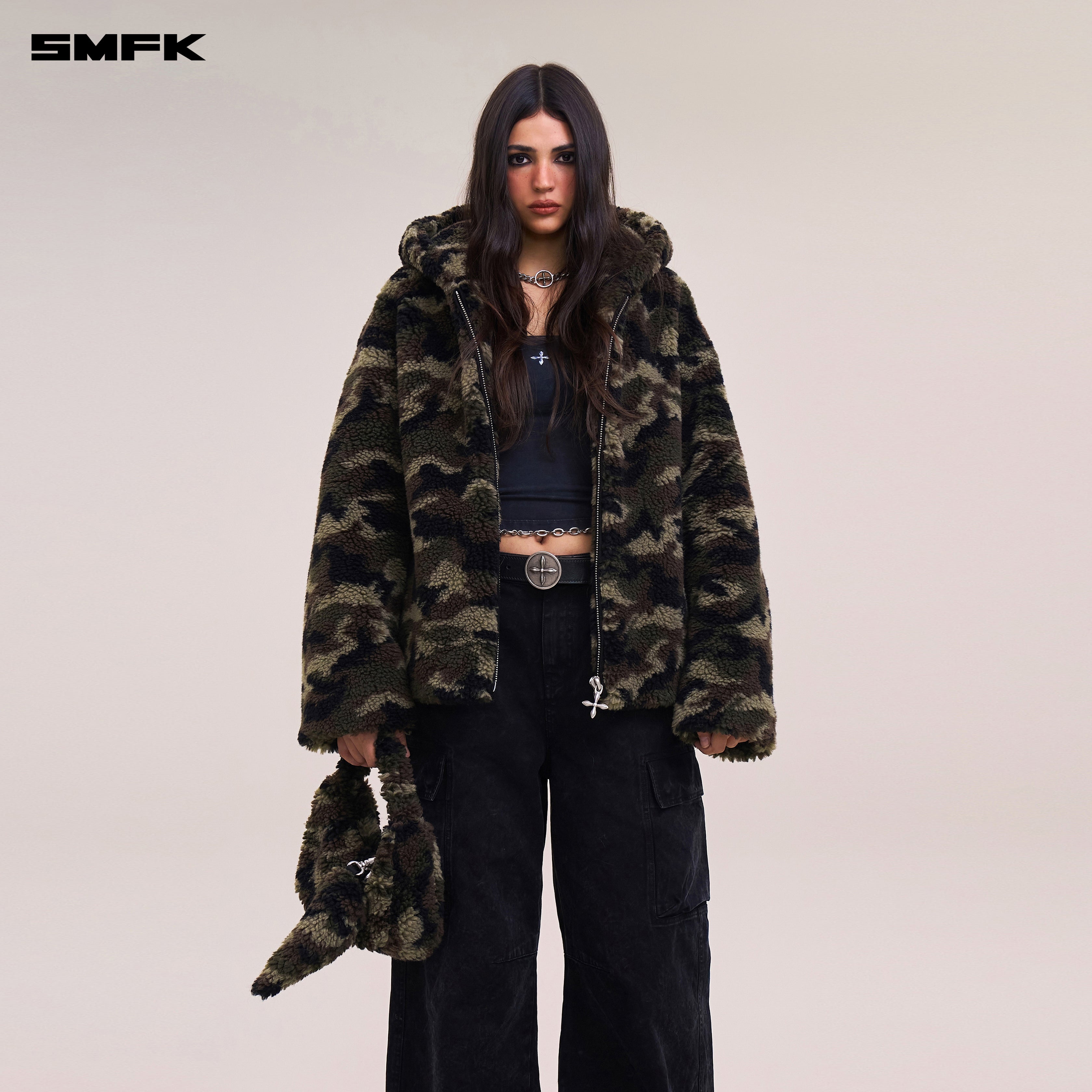 COMPASS MODE ROVE WOOL JACQUARD CAMO LOOSE HOODIE ARMY GREEN CAMOUFLAG ...