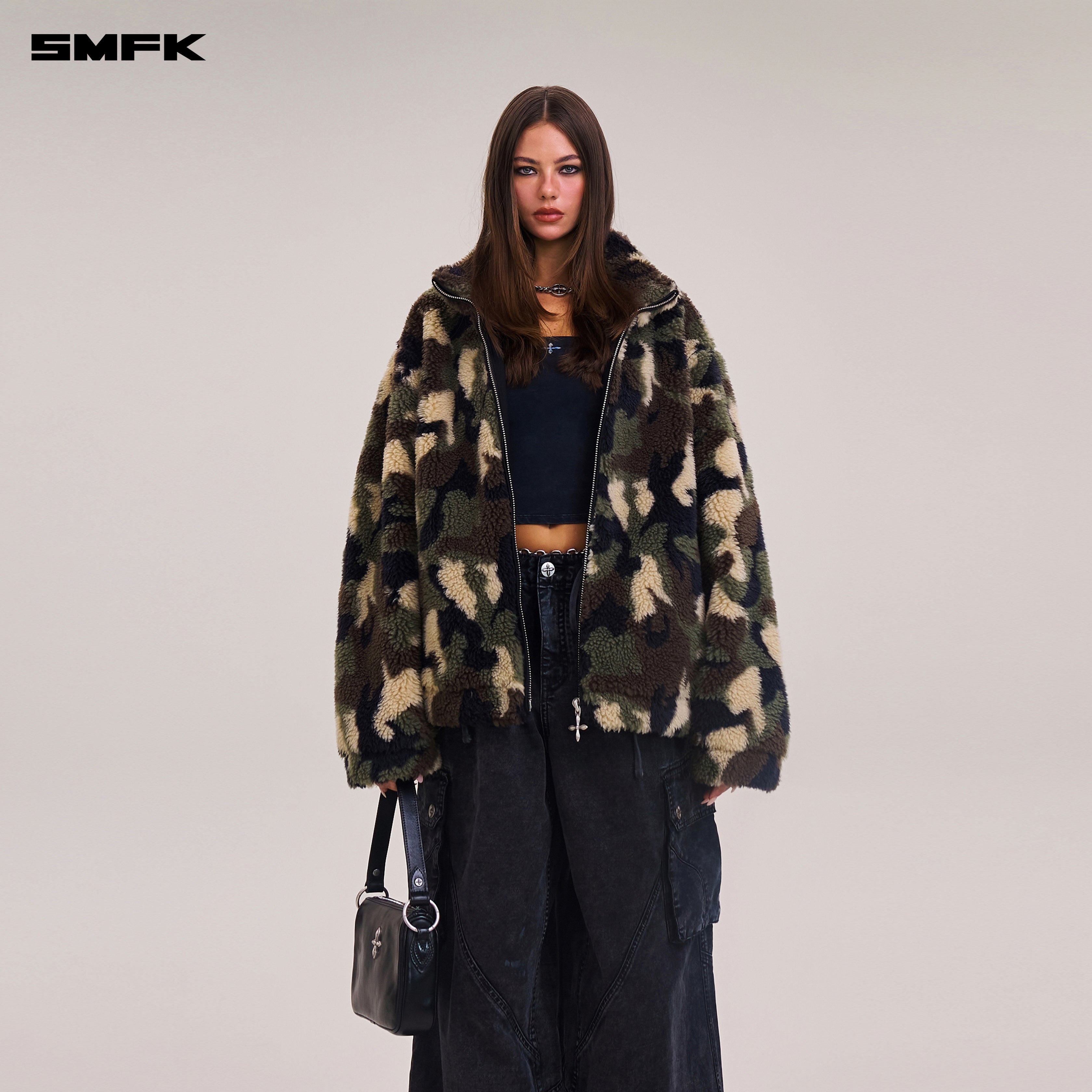 COMPASS MODE ROVE WOOL JACQUARD CAMO LOOSE JACKET GREEN GHOST CAMO ...
