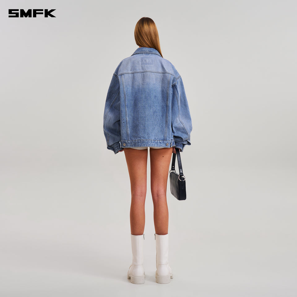 COMPASS MODE WASTELAND LOOSE DENIM JACKET SKY BLUE – SMFK Official