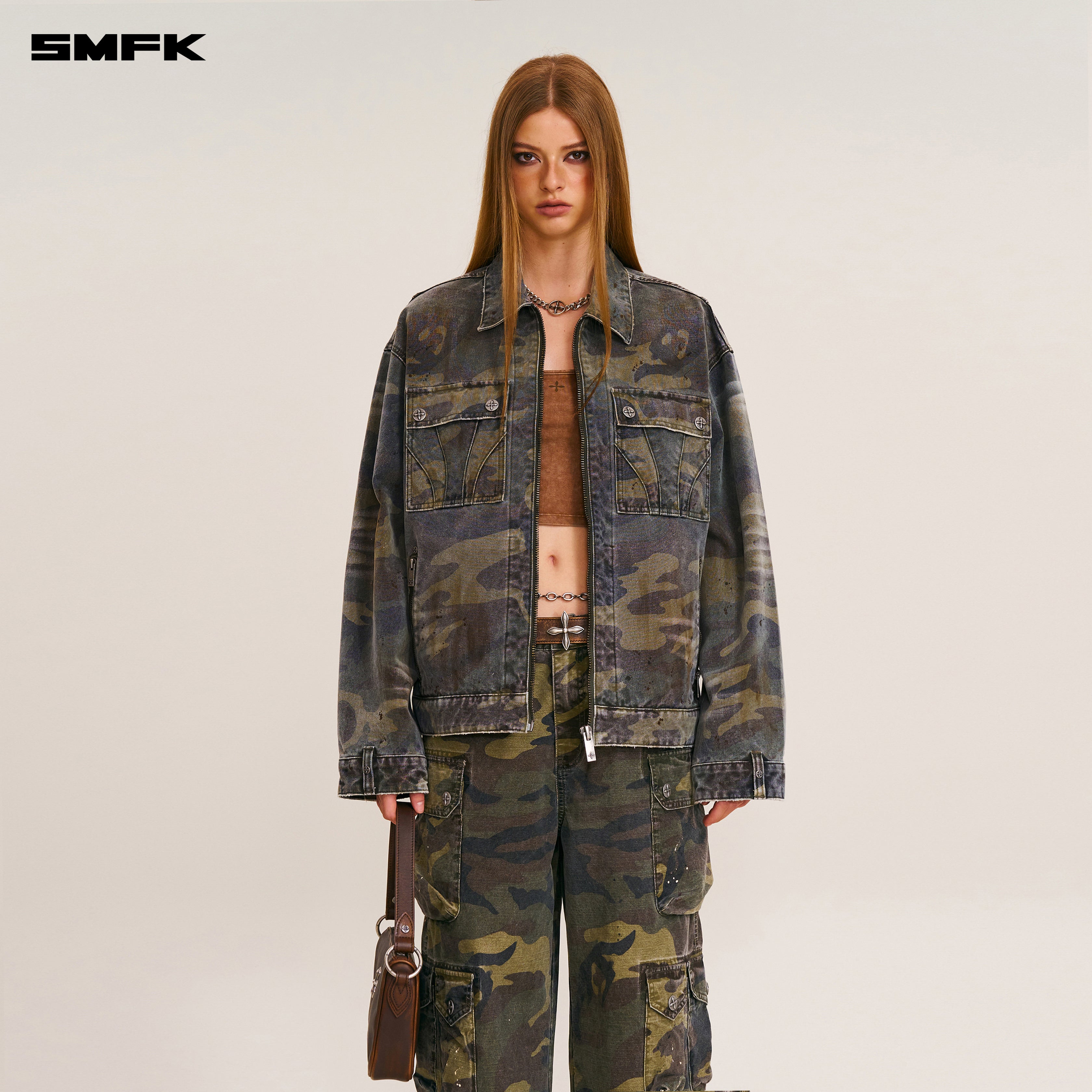 RAGE-WILD ORIGIN CAMO LOOSE CARGO JACKET ARMY GREEN CAMOUFLAGE – SMFK ...
