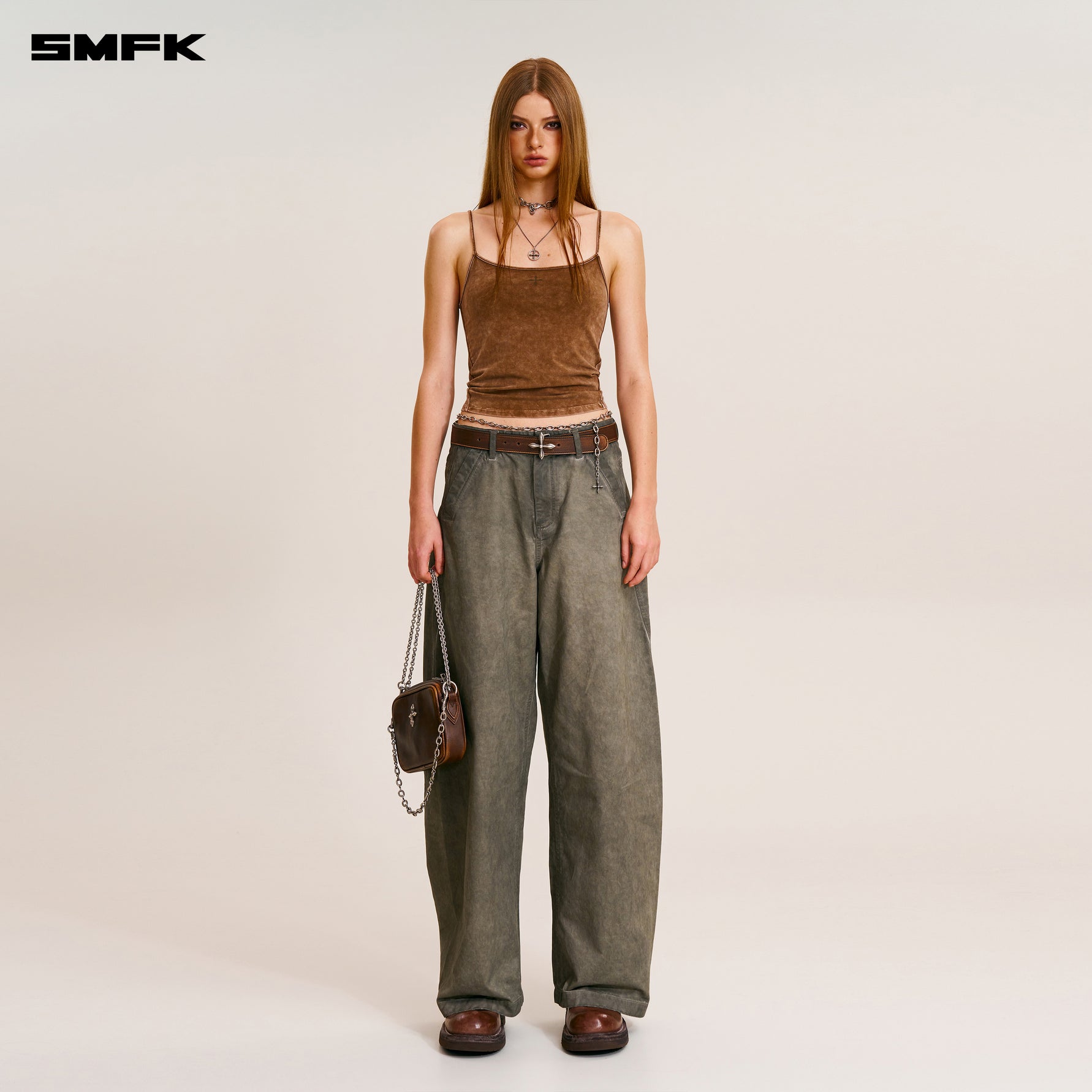 VINTAGE-STORM SPIRAL ARC CARGO PANTS/FADE DYE WILD BROWN – SMFK Official