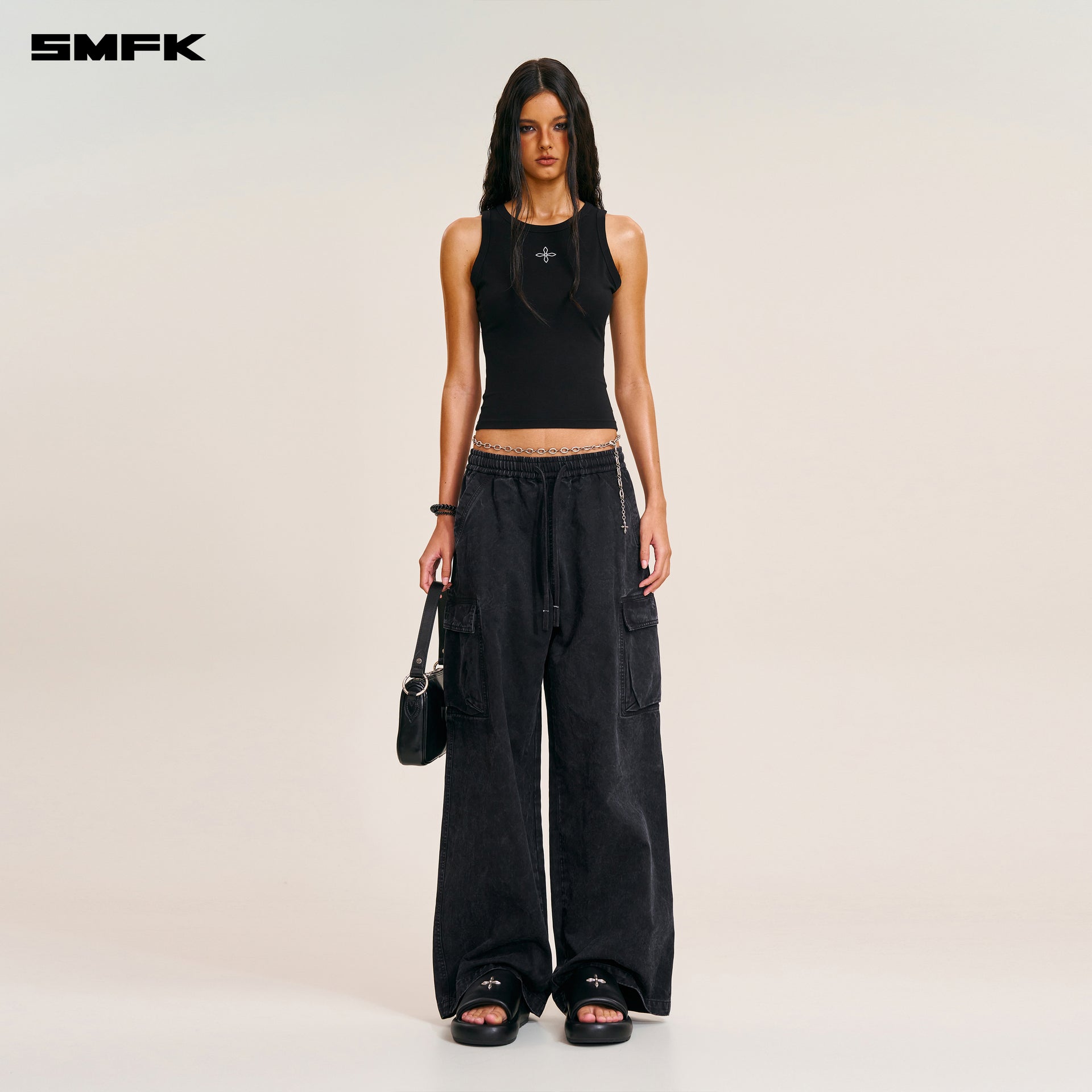 VINTAGE-STORM LOOSE SPORTS CARGO PANTS/FADE DYE WILD BLACK – SMFK Official