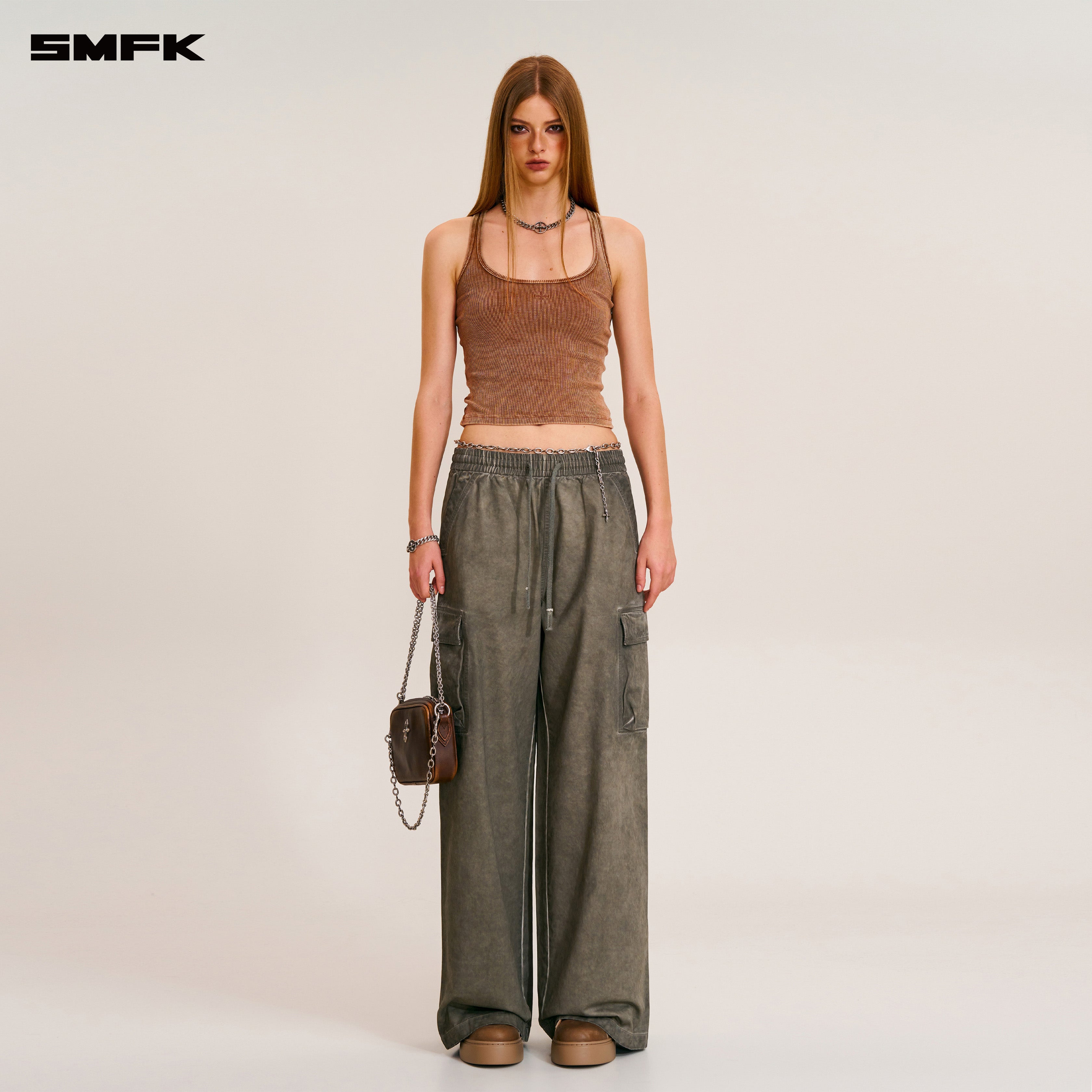 VINTAGE-STORM LOOSE SPORTS CARGO PANTS/FADE DYE WILD BROWN – SMFK Official