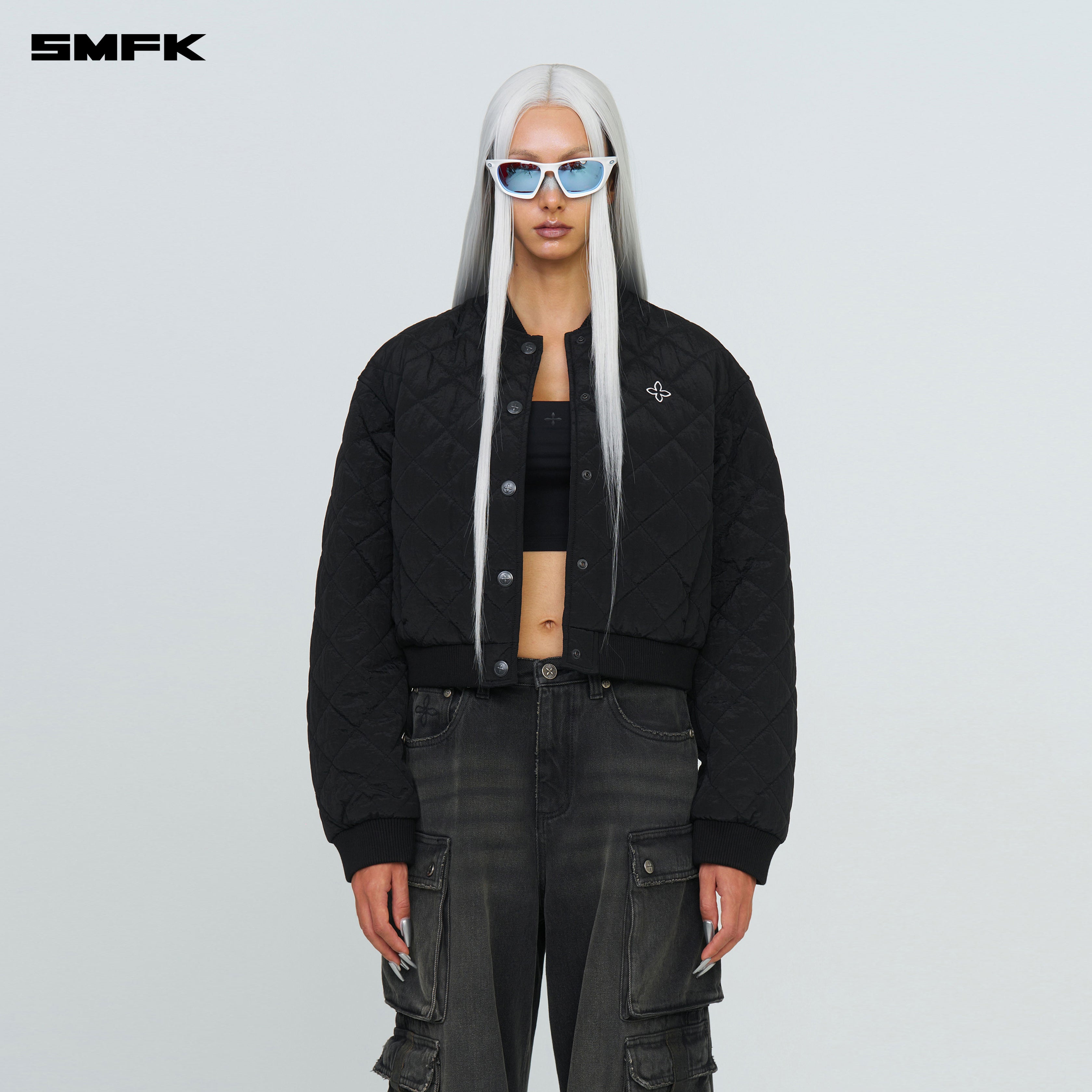 Compass Winter Badge Baseball Jacket In Black – SMFK Official