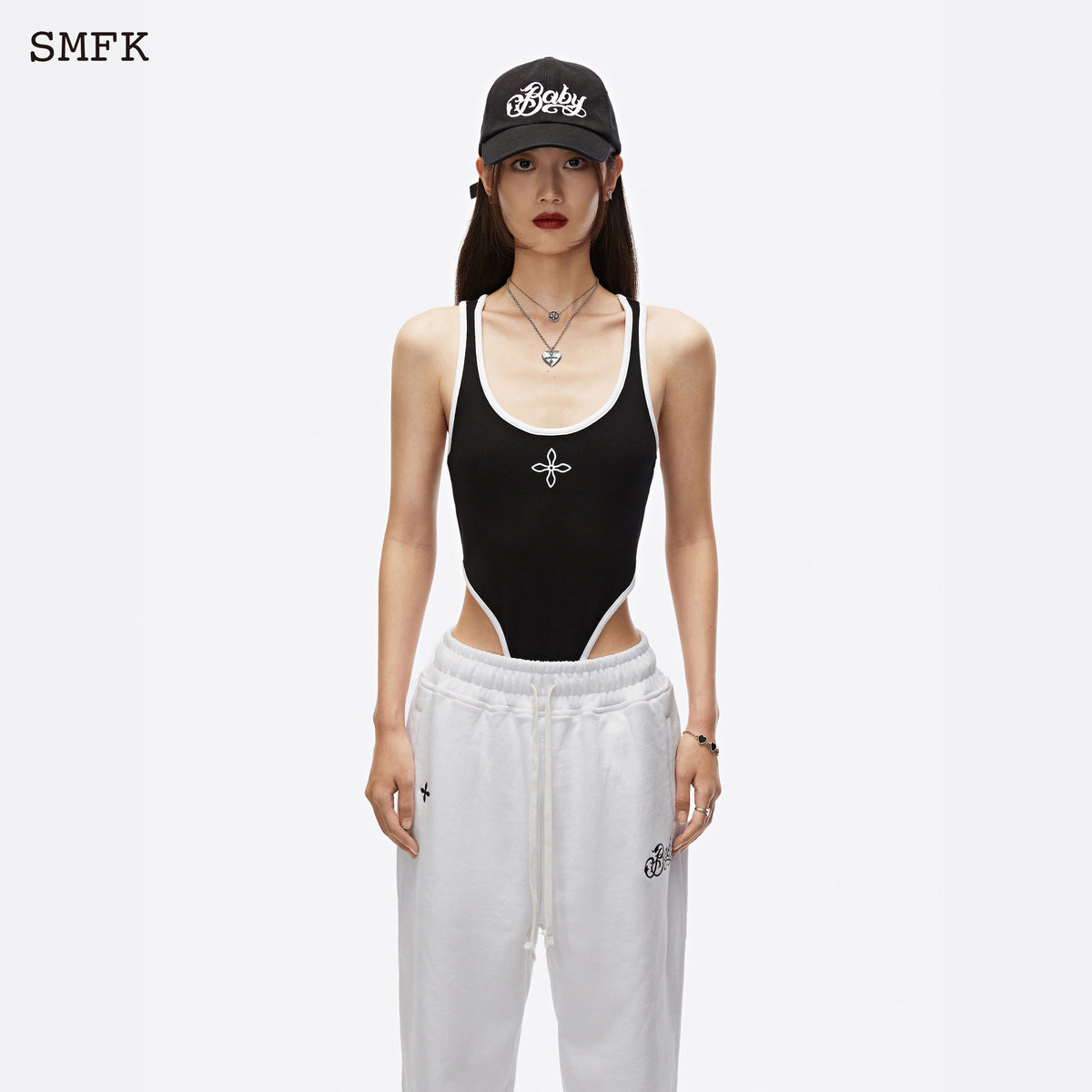 Black Night Flower One-piece Dance Vest | SMFK Official