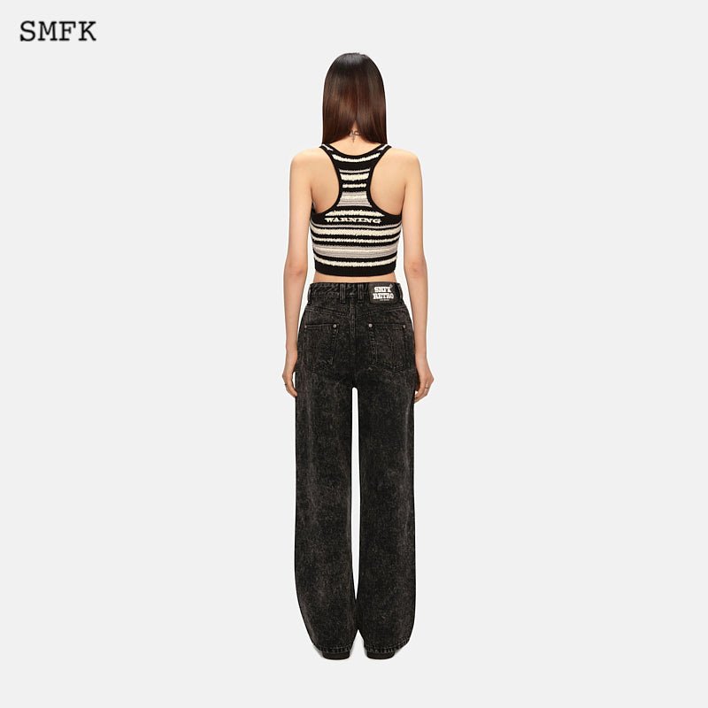 Black Snowflake Vintage Wide Leg Jeans Black | SMFK Official