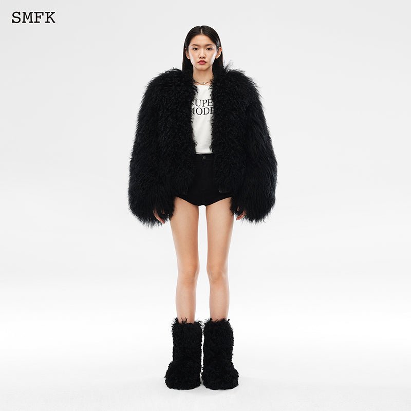 Gemini Fur Aviator Jacket Black | SMFK Official
