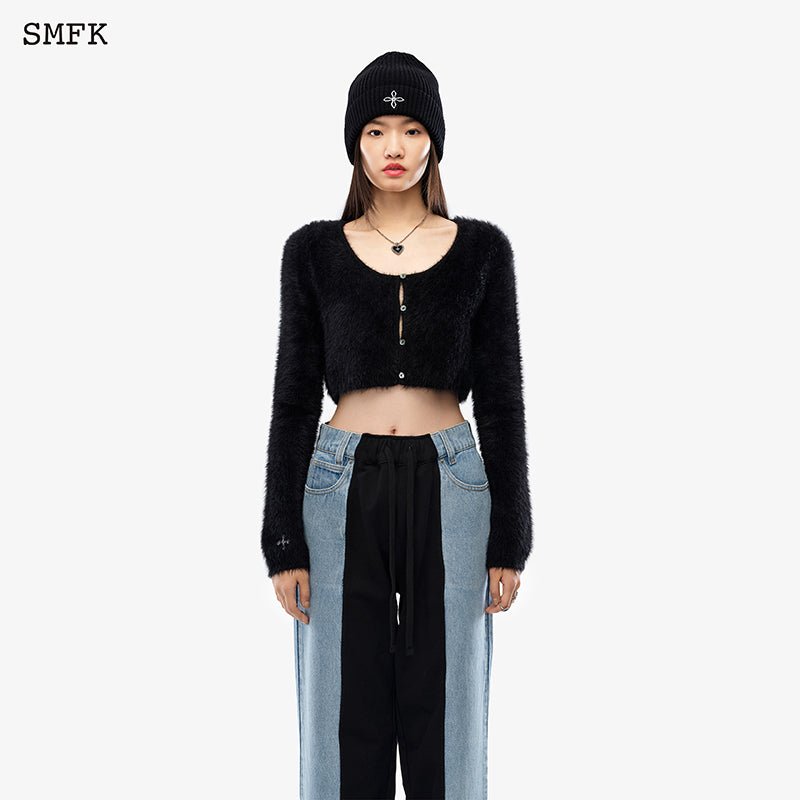 Panda Wool Short Cardigan Black | SMFK Official