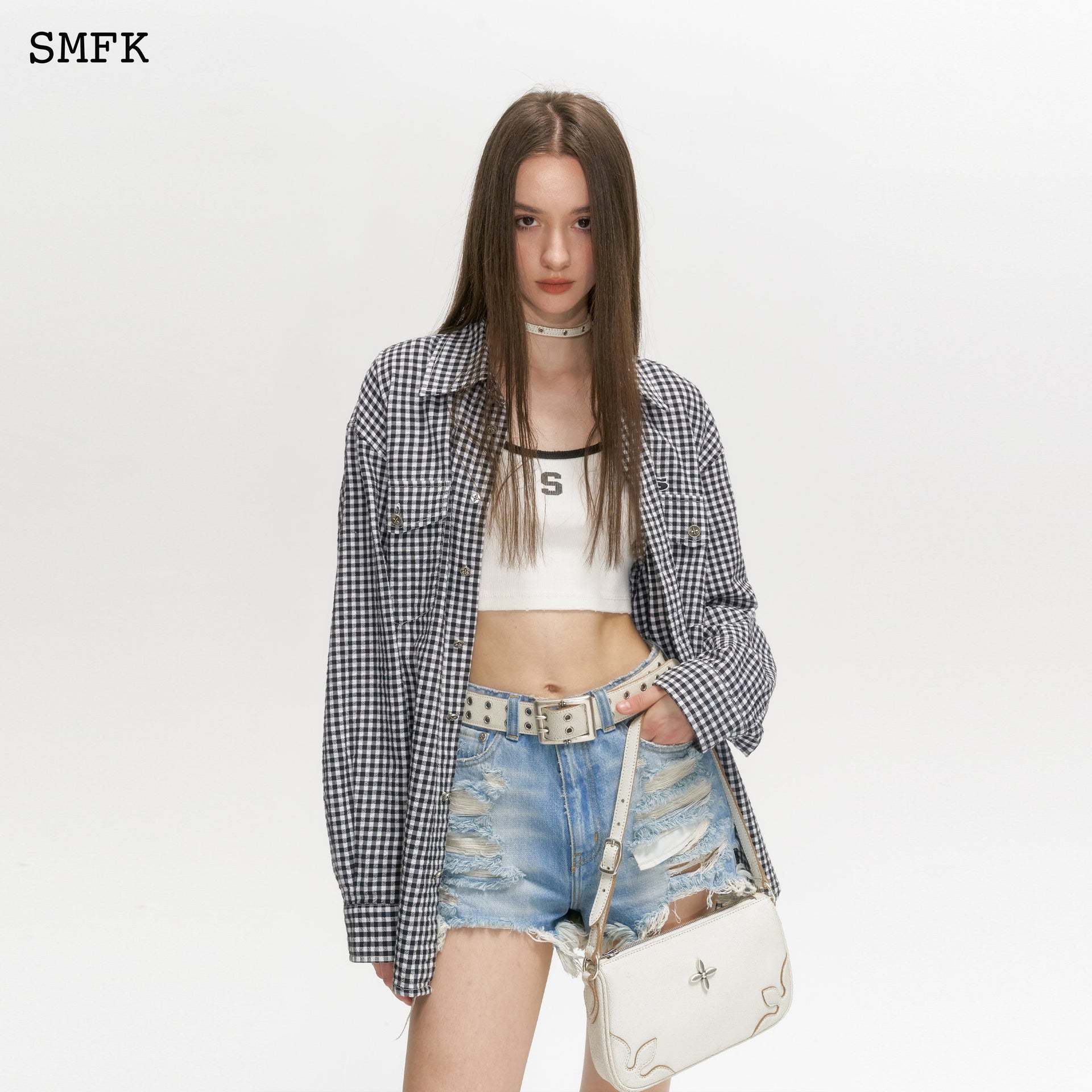 빈티지 아카데미 흑백 체크무늬 셔츠 – SMFK Official